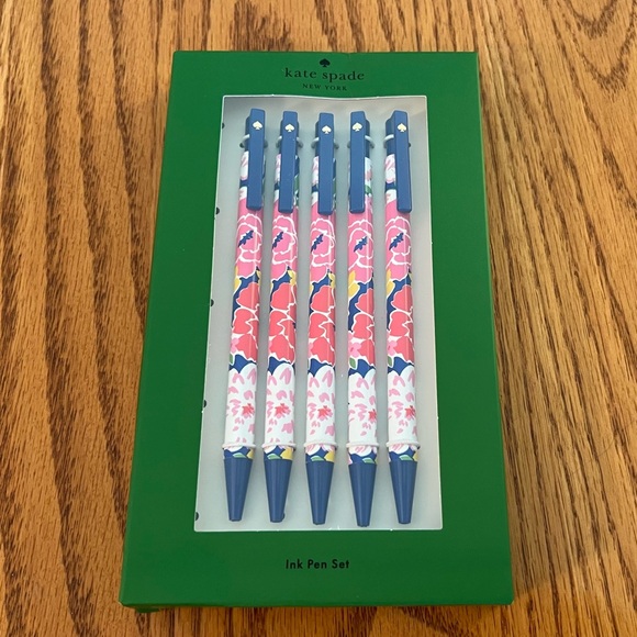 kate spade | Office | Nib Kate Spade Sunset Blooms Set Of 5 Click Pen ...